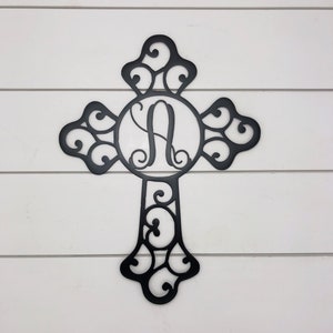 Monogram Cross Metal Sign, Custom Cross, Religious Gift, Christian Gift ...
