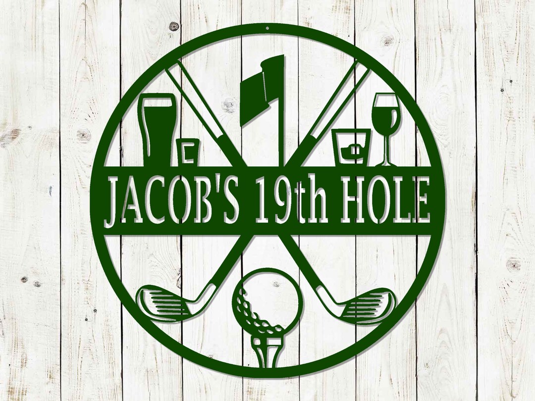 Golf 19th Hole Custom Name Metal Sign, Golf Sign, Bar Sign, 19th Hole ...