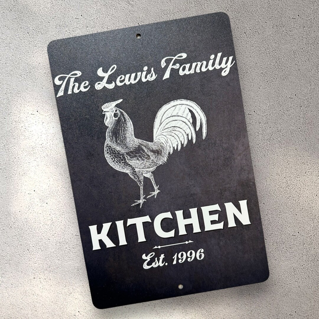 Custom Kitchen Chicken Sign, Custom Metal Powder Coated & Printed Name ...