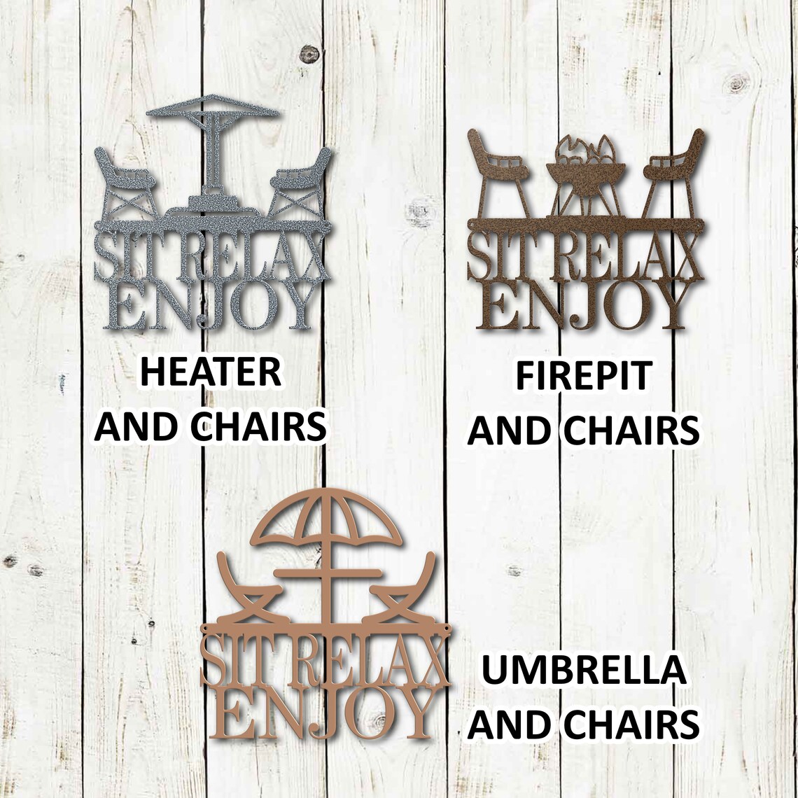 Sit, Relax, Enjoy Metal Wall Sign, Porch Decor, Patio Wall Art, Wall ...