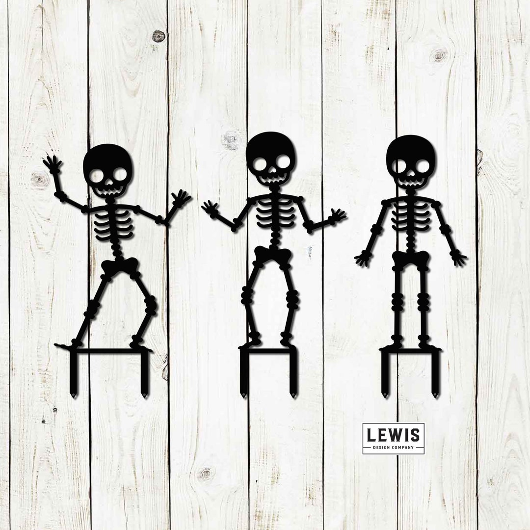 Skeleton Metal Yard Stakes, Halloween Decor, Halloween Yard Decoration ...