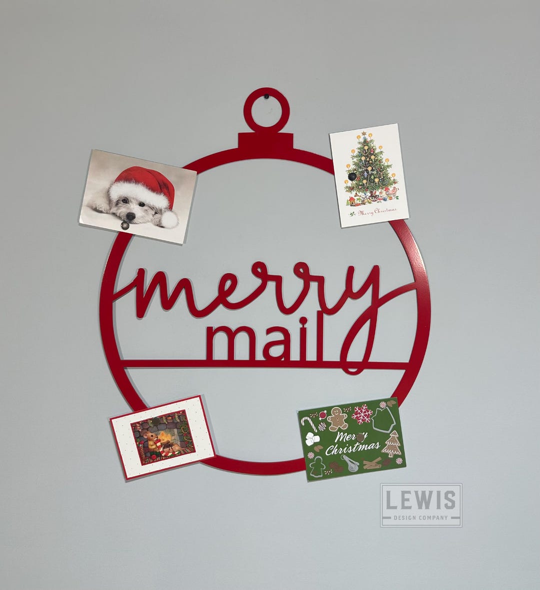 Merry Mail Christmas Metal Sign, Christmas Card Photo Holder, Holiday ...