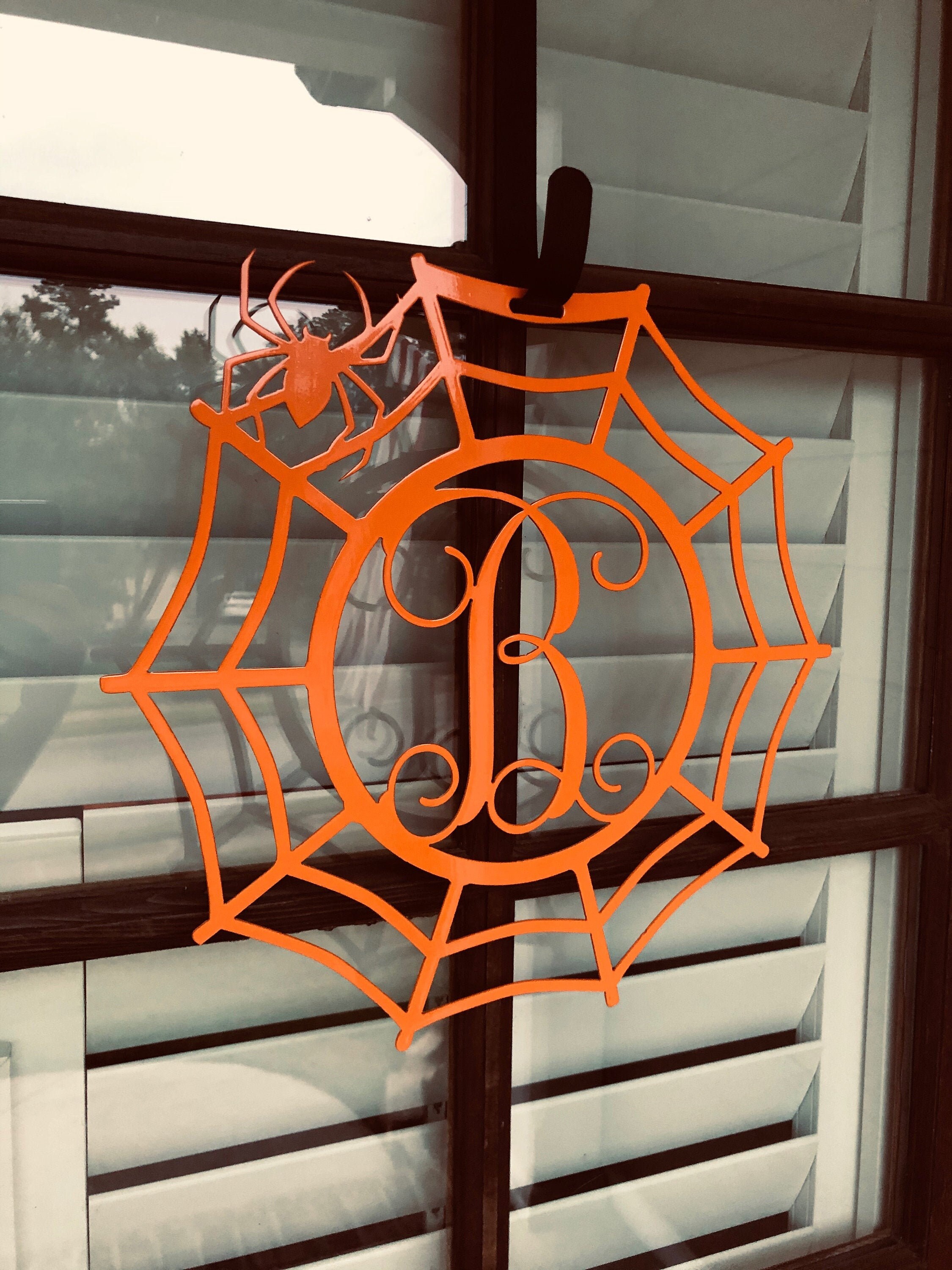 Spider Web Custom Monogram Metal Sign Halloween Door Hanger - Etsy