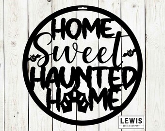 Haunted House Metal Sign, Halloween Wall Decor, Metal Halloween ...