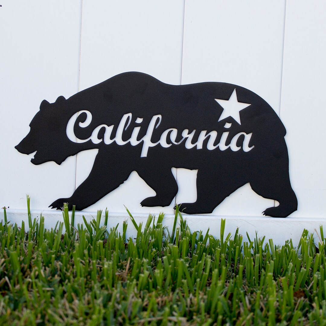California Bear Metal Sign, Custom Name Sign, Monogram, Home Decor ...