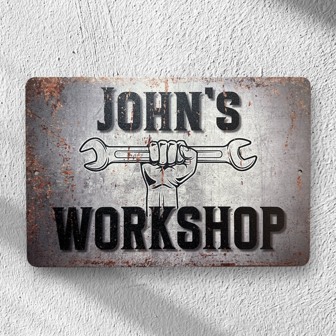 Custom Rusty Garage Sign, Custom Metal Powder Coated & Printed Name ...