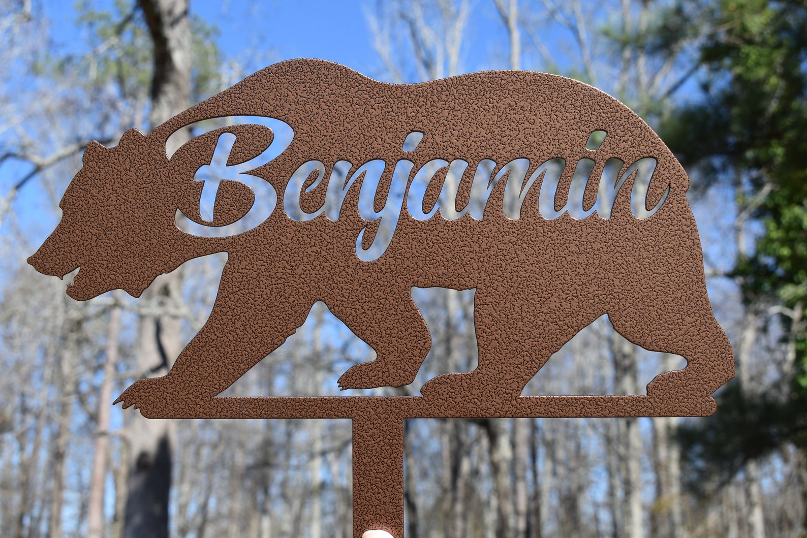 Bear Stake Metal Sign, Metal Sign, Custom Sign, Bear Sign, Cabin Sign ...