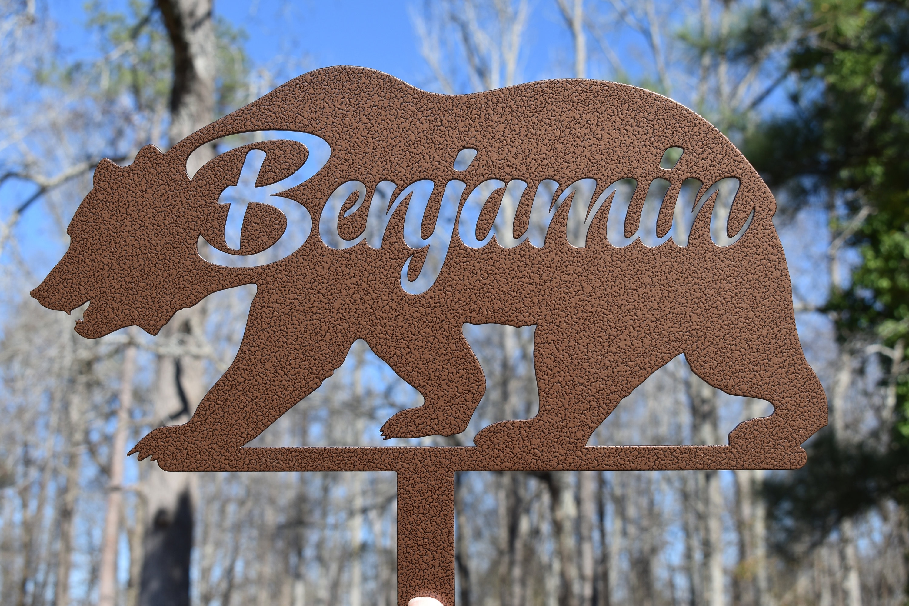 Bear Stake Metal Sign, Metal Sign, Custom Sign, Bear Sign, Cabin Sign ...