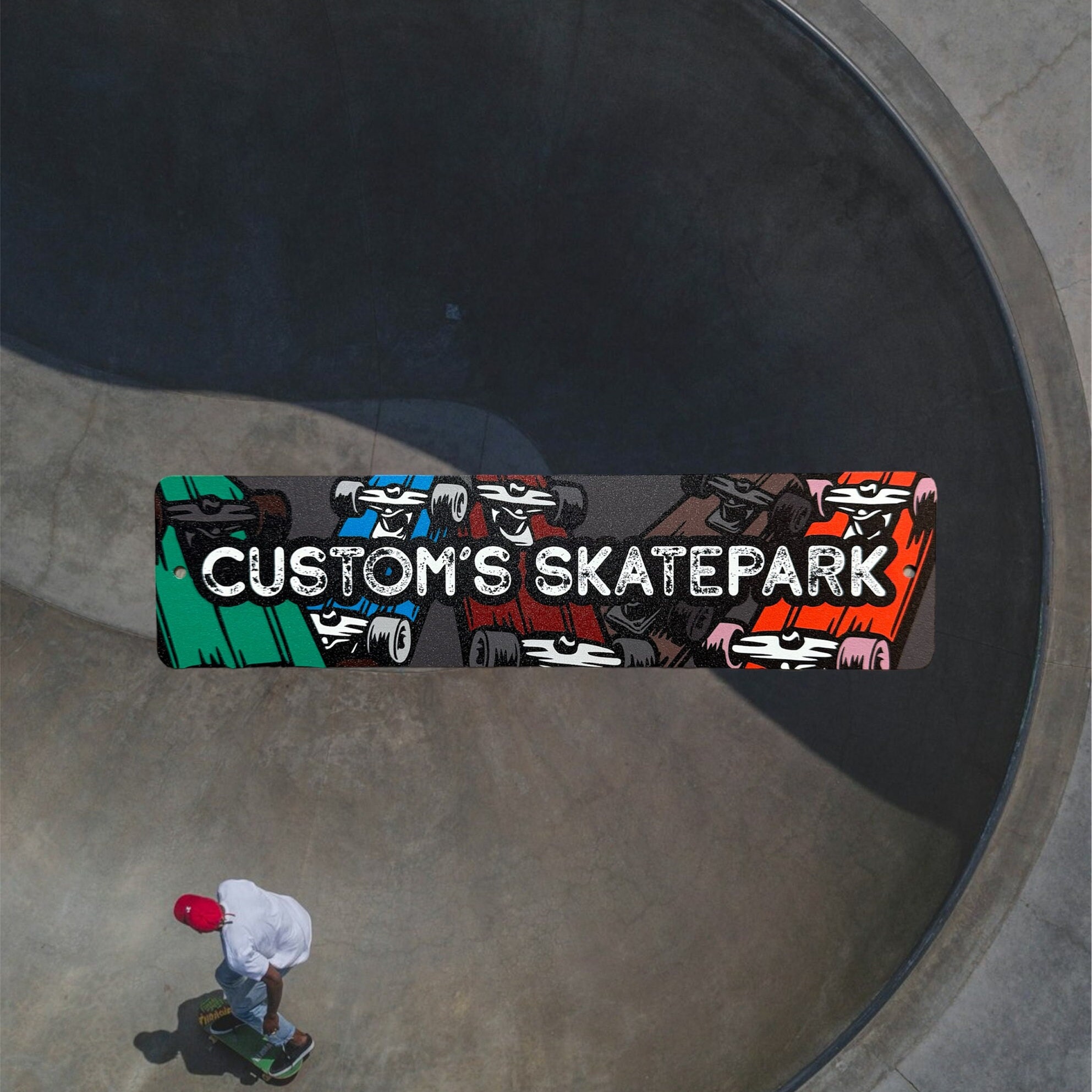 Custom Skatepark Sign, Custom Metal Powder Coated & Printed Name Sign ...