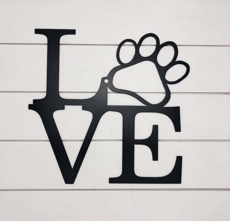 Dog Love Paw Metal Sign, Dog Sign, Dog Gift, Pet Gift, Dog Decor, Pet ...