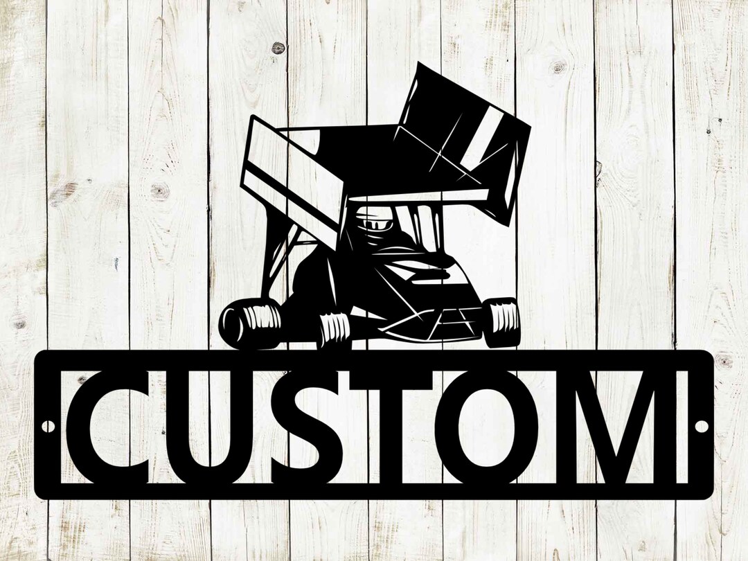 Winged Go Kart Custom Name Metal Sign, Go Kart Sign, Dirt Track Racing ...