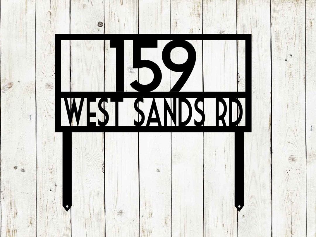 Rectangle Metal Address Sign With Stakes, Custom Address Sign, Mailbox ...