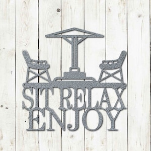 Sit, Relax, Enjoy Metal Wall Sign, Porch Decor, Patio Wall Art, Wall ...
