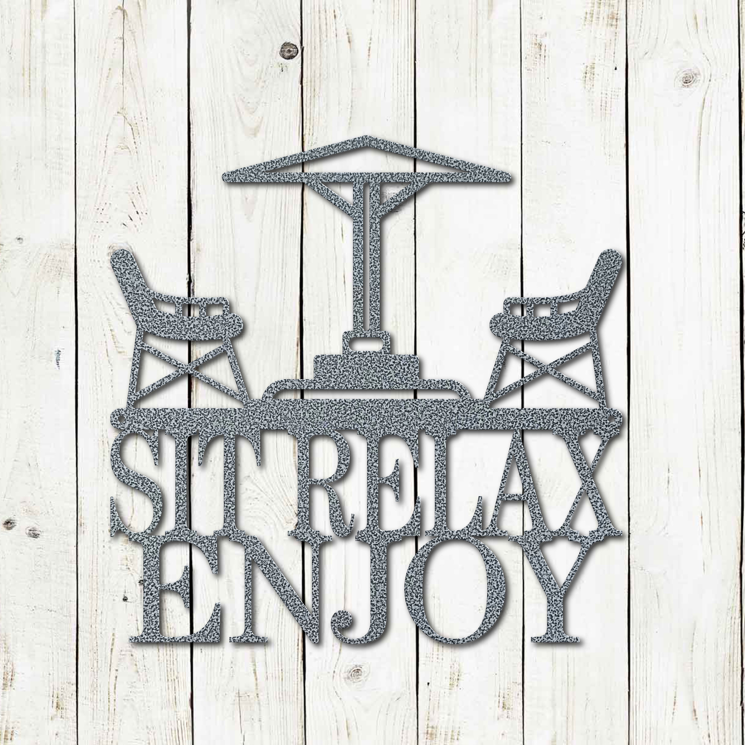 Sit, Relax, Enjoy Metal Wall Sign, Porch Decor, Patio Wall Art, Wall ...