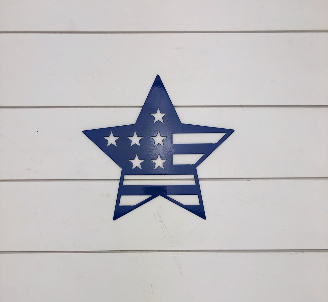 Patriotic Star Metal Sign, Metal Wall Art, Metal Signs, Home Decor ...