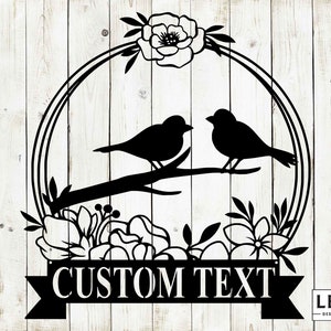 Bird Metal Sign With Custom Monogram - Metal Sign, Garden Decoration ...