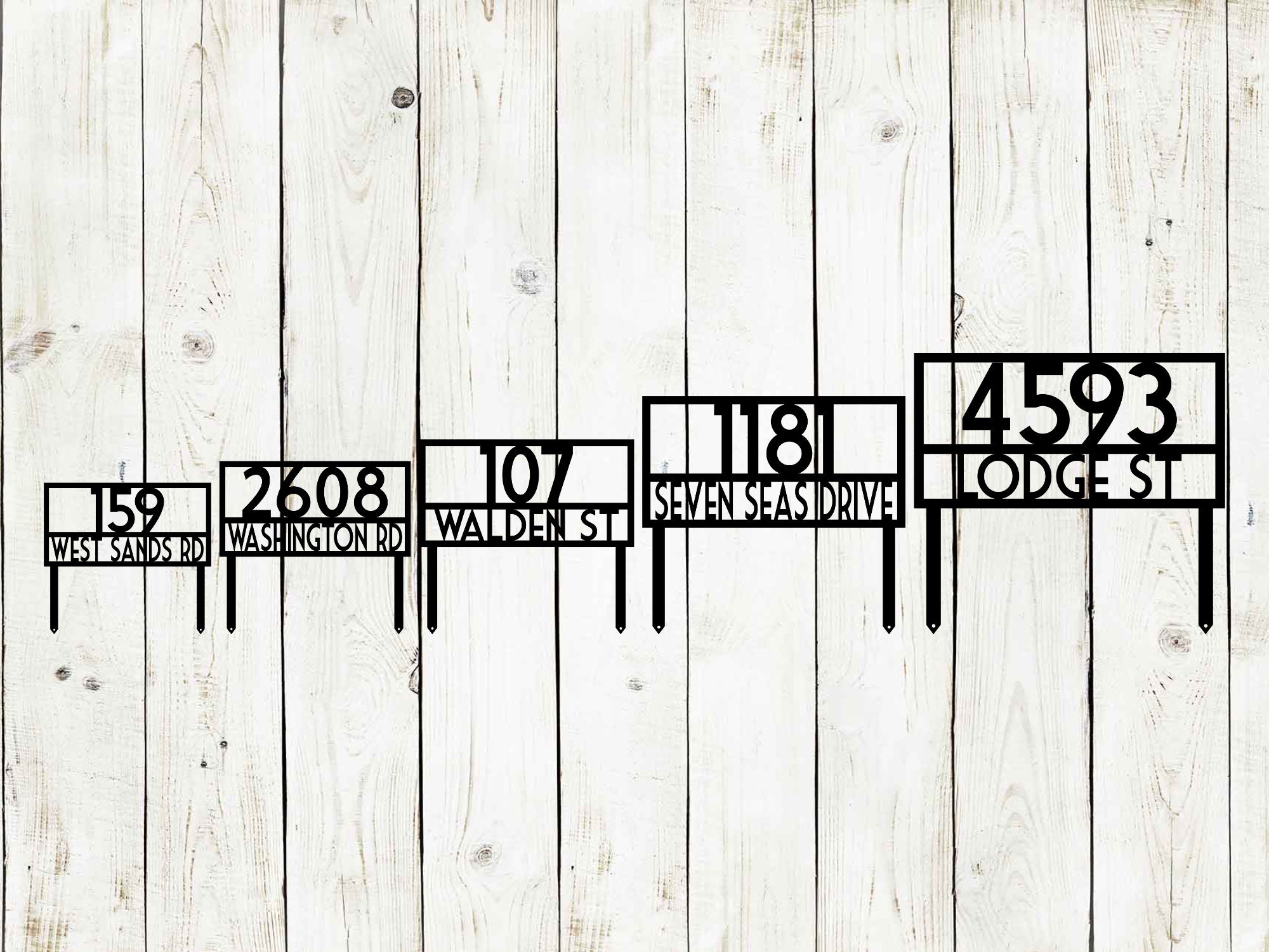 Rectangle Metal Address Sign With Stakes Custom Address Sign - Etsy