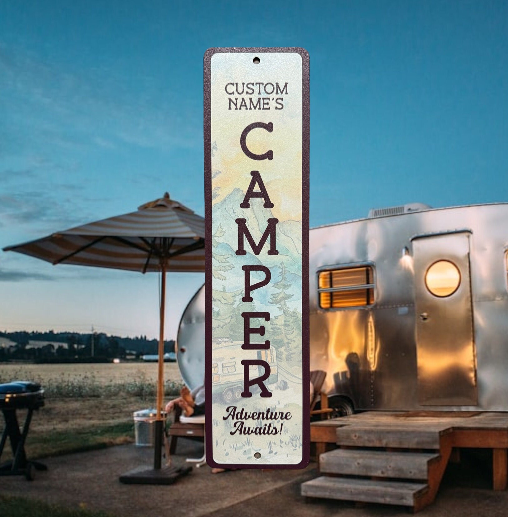 Custom Camper Sign, Custom Metal Powder Coated & Printed Name Sign - Etsy