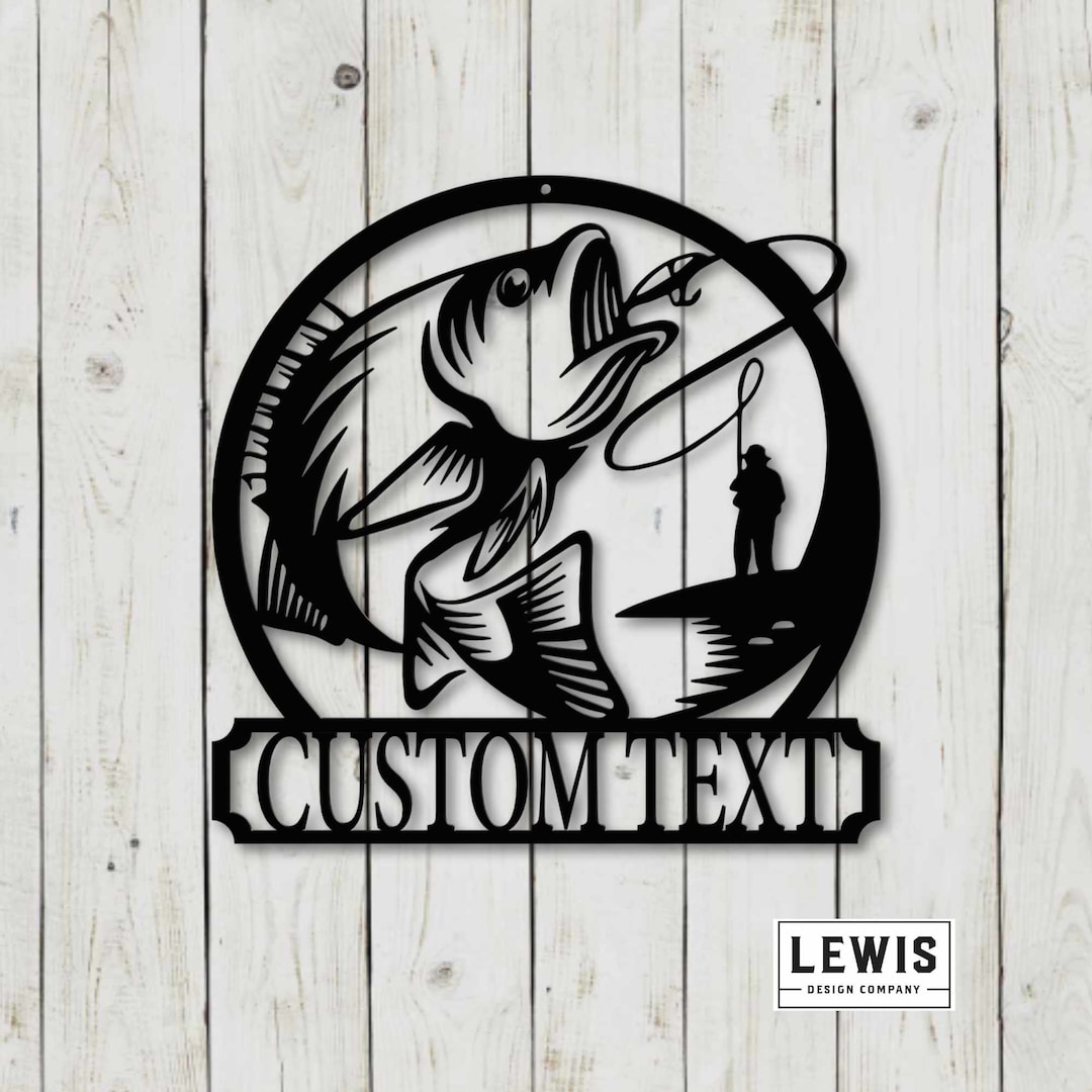 Custom Bass Fish Metal Monogram, Bass Fishing, Custom Name Sign ...
