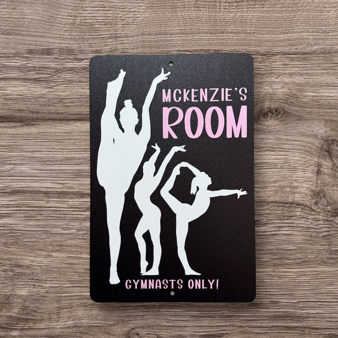 Custom Gymnastics Room Sign, Custom Metal Powder Coated & Printed Name ...