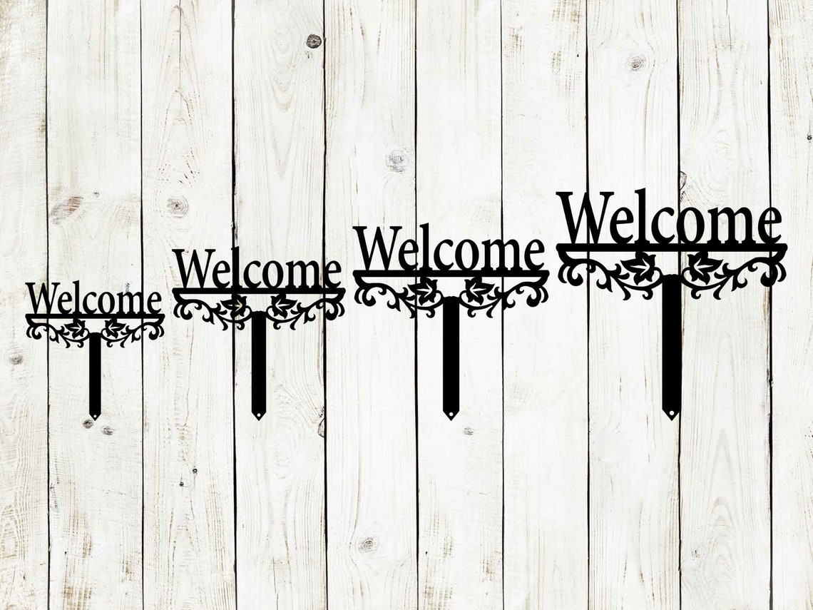 Welcome Yard Stake Metal Sign Garden Stake Garden Art Metal - Etsy