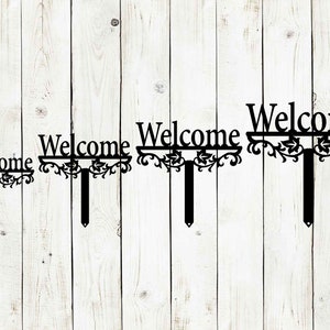 Welcome Yard Stake Metal Sign, Garden Stake, Garden Art, Metal Yard Art ...