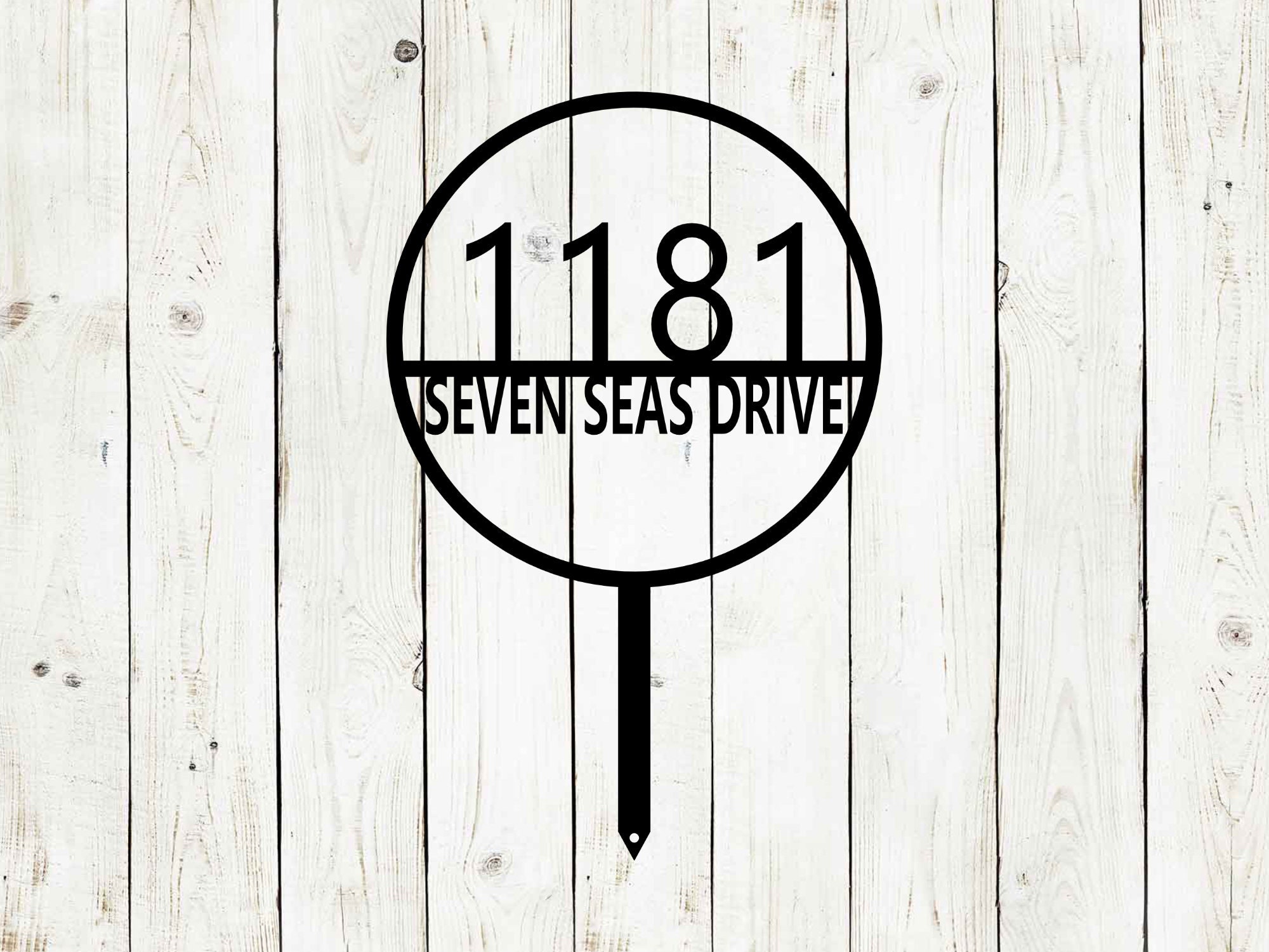 Circle Address Stake Monogram Metal Sign Custom Address Sign - Etsy