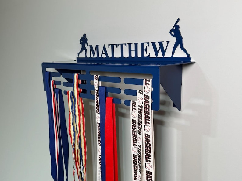 Athlete Custom Name Trophy Shelf With Medal Hangers, Personalized ...