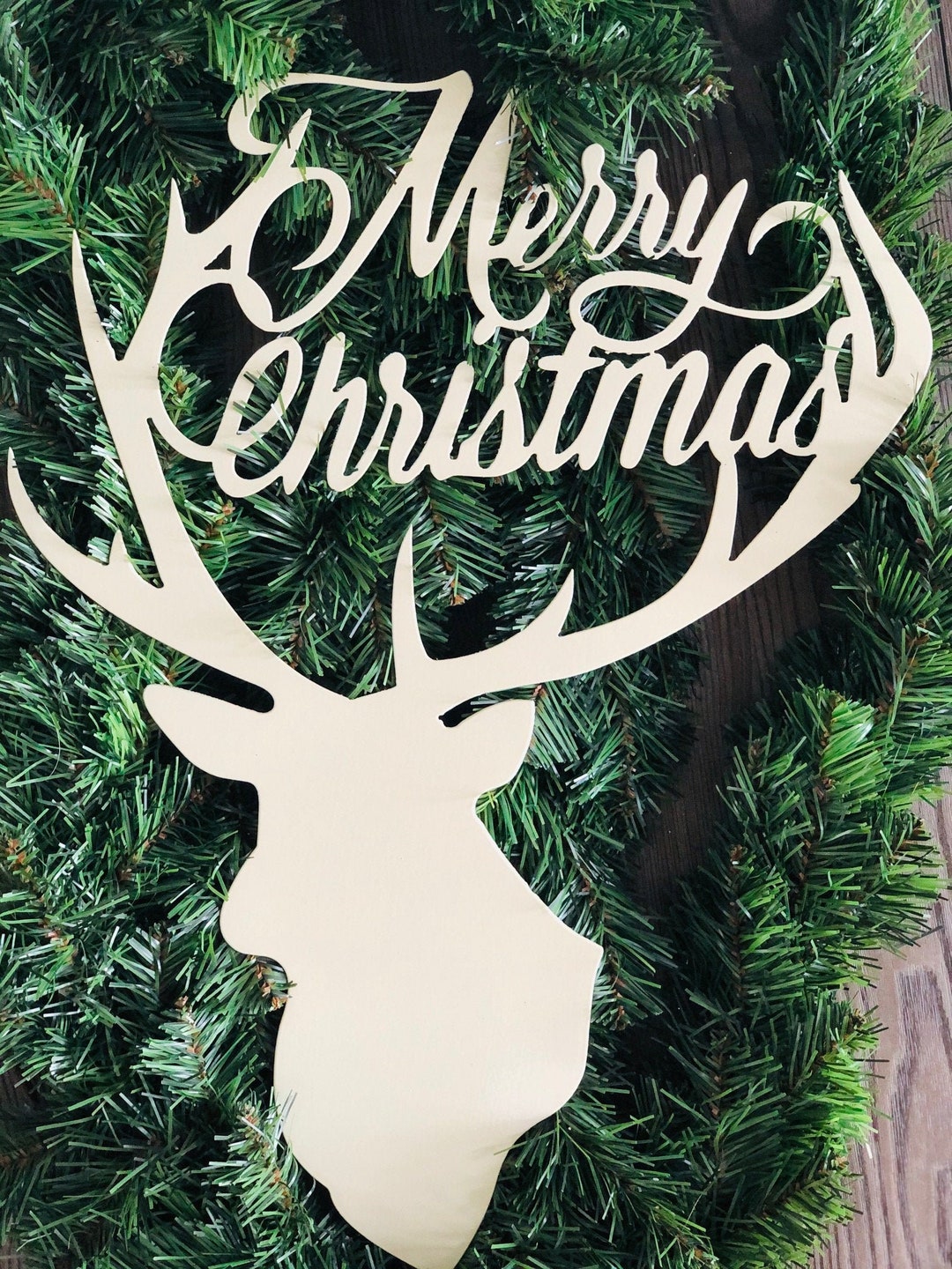 Merry Christmas Deer Metal Sign, Christmas Decor, Metal Wall Art, Metal ...