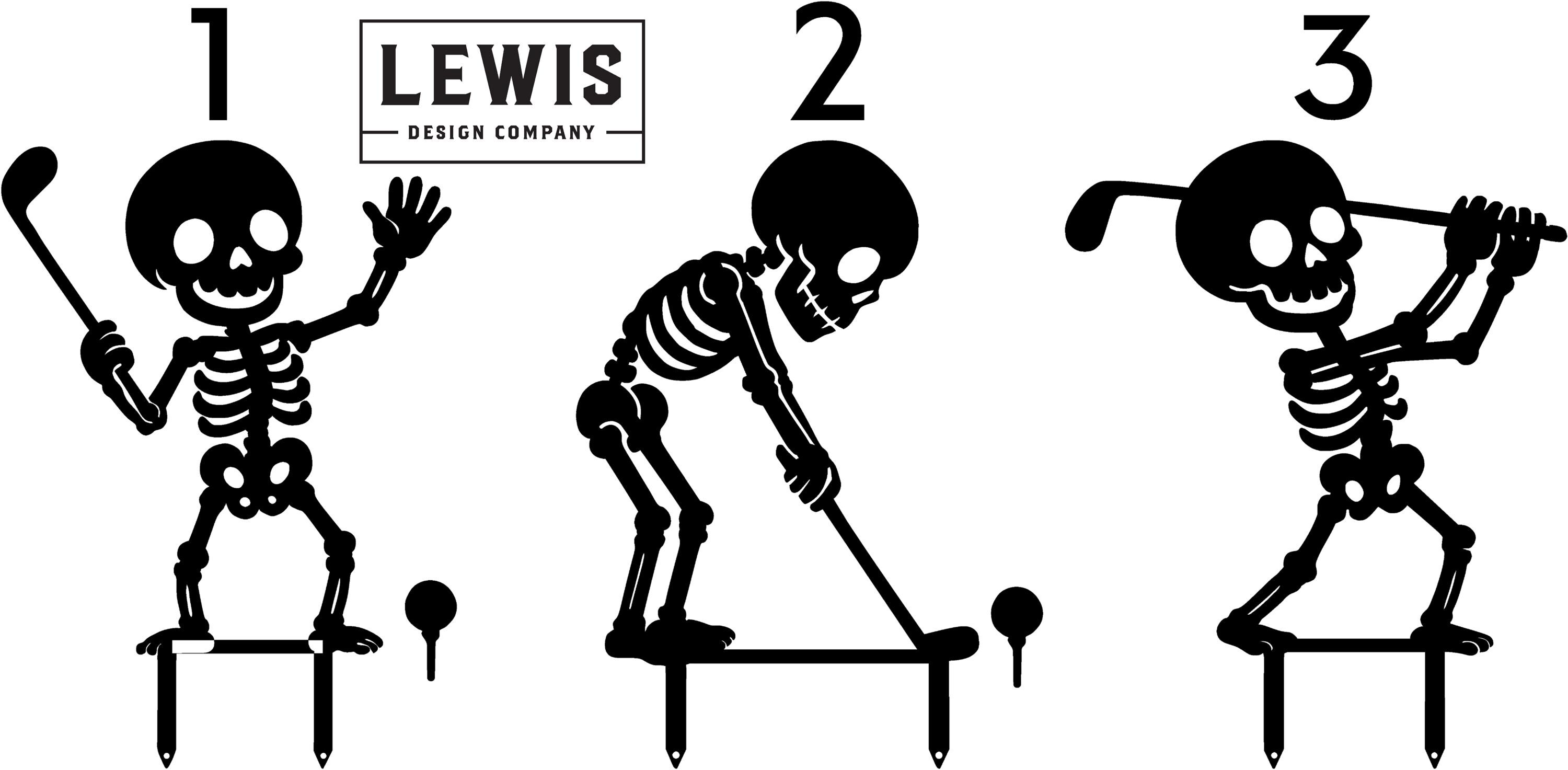Metal Skeleton Golfer Yard Stakes – Halloween Skeleton Golfer ...