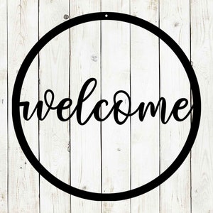 Welcome Circle Metal Sign, Metal Wall Art, Metal Signs, Home Decor ...