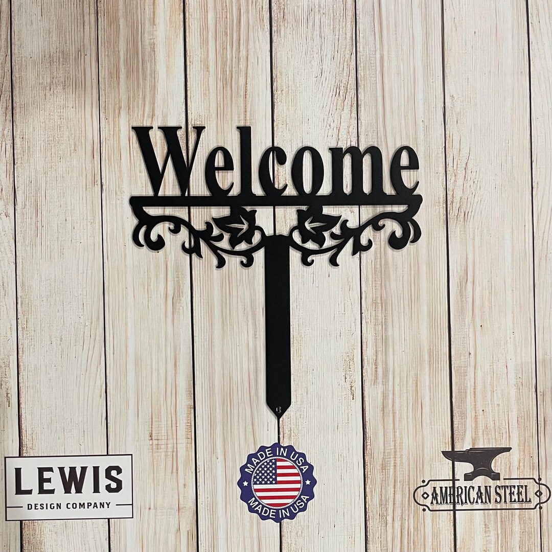 Welcome Yard Stake Metal Sign, Garden Stake, Garden Art, Metal Yard Art ...