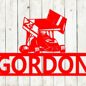 Winged Go Kart Custom Name Metal Sign, Go Kart Sign, Dirt Track Racing ...