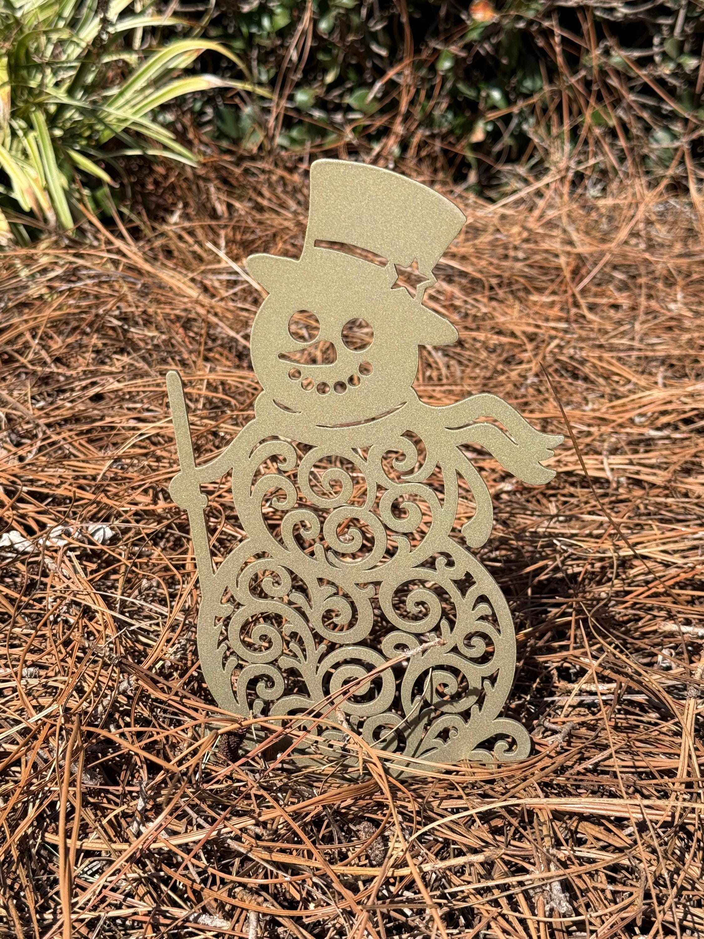 Christmas Snowman Yard Stake – Metal Holiday Yard Art – Frosty Outdoor ...