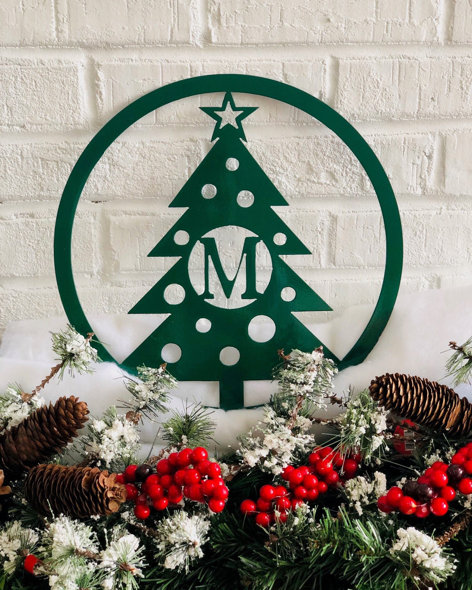 Monogram Christmas Tree, Metal Sign, Monogram Door Hanger, Christmas ...