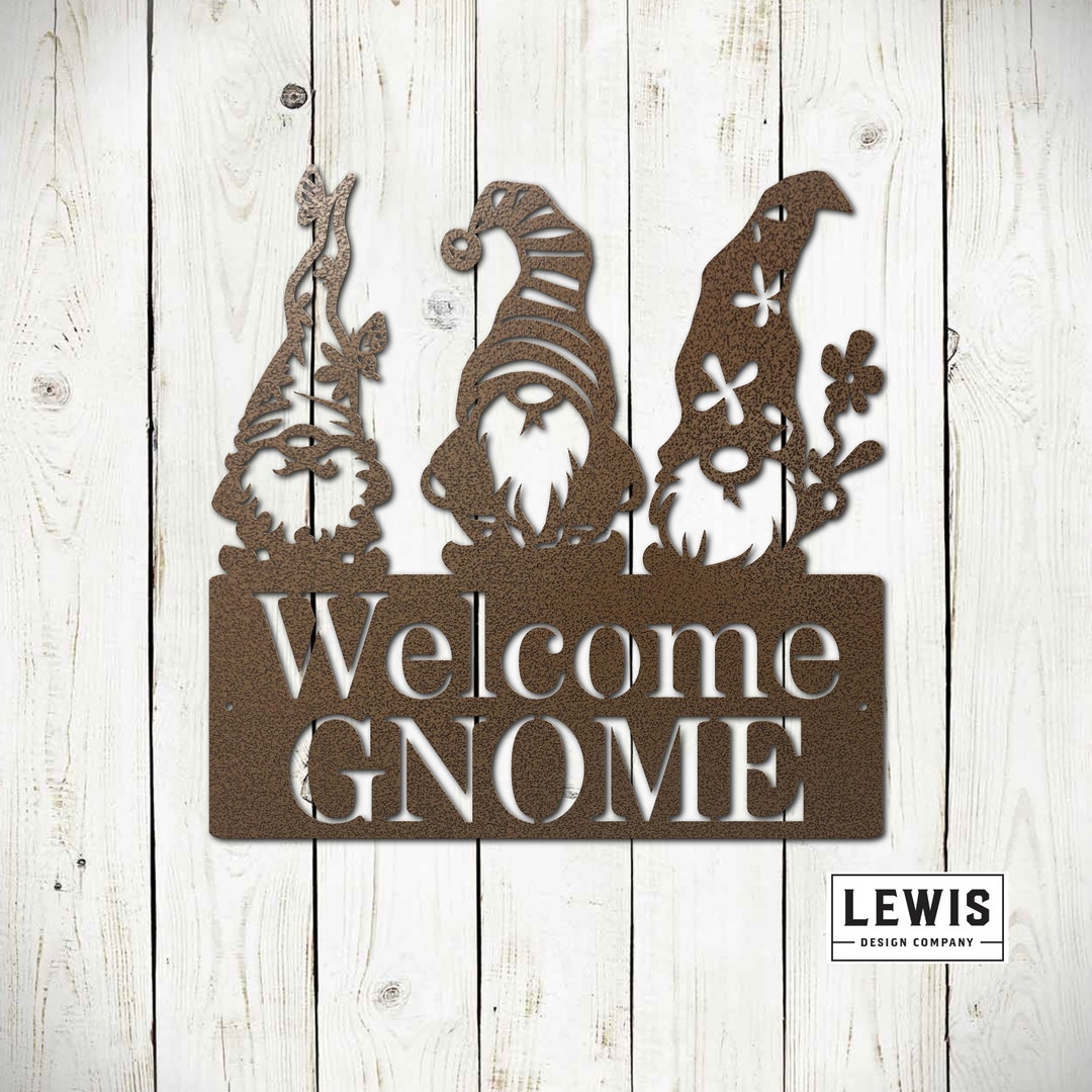 Welcome Gnome Metal Sign, Garden Decoration, Wall Decoration, Patio ...