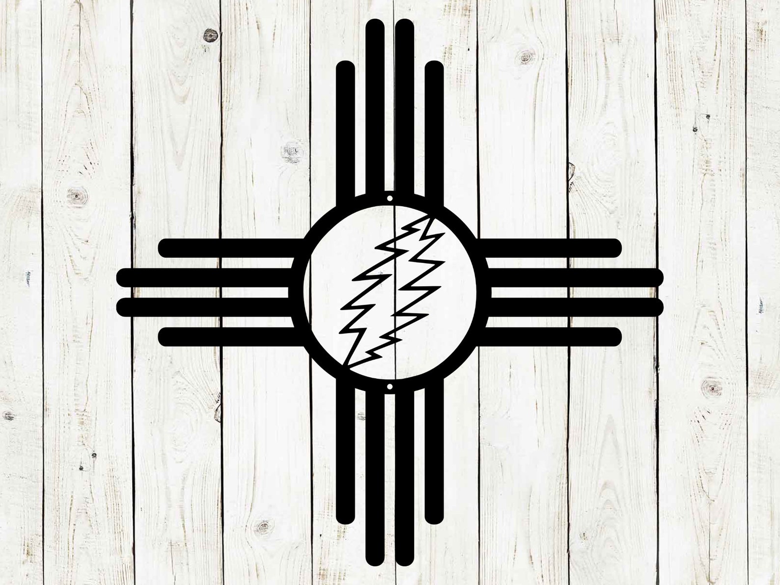 Zia Sun With Lightning Metal Sign, New Mexico, Zia Cross, Metal Art ...