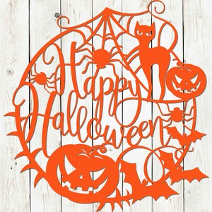 Happy Halloween Web Metal Sign Door Decor, Halloween Metal Sign, Scary ...
