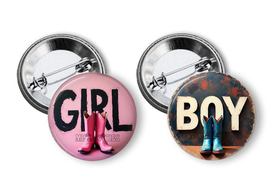Gender Reveal Pins, Gender Reveal Buttons, Boy Pins, Boy Buttons, Girl ...