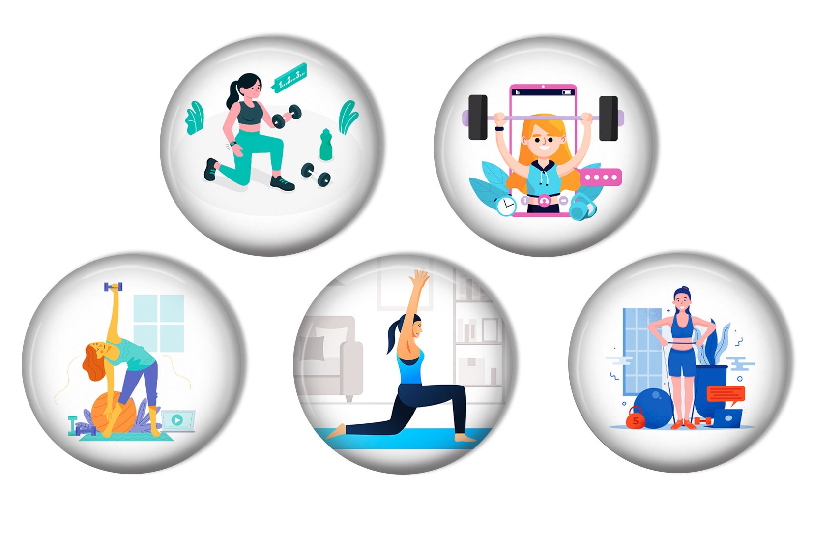 Exercise Pins, Exercise Buttons, Refrigerator Magnets, Locker Magnets ...