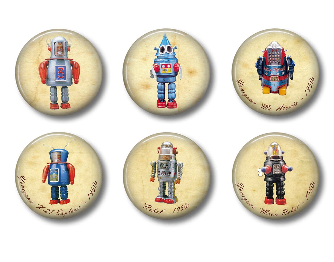 Robot Flair Pins, Robot Flair Buttons, Outer Space Flair Buttons, Kids ...