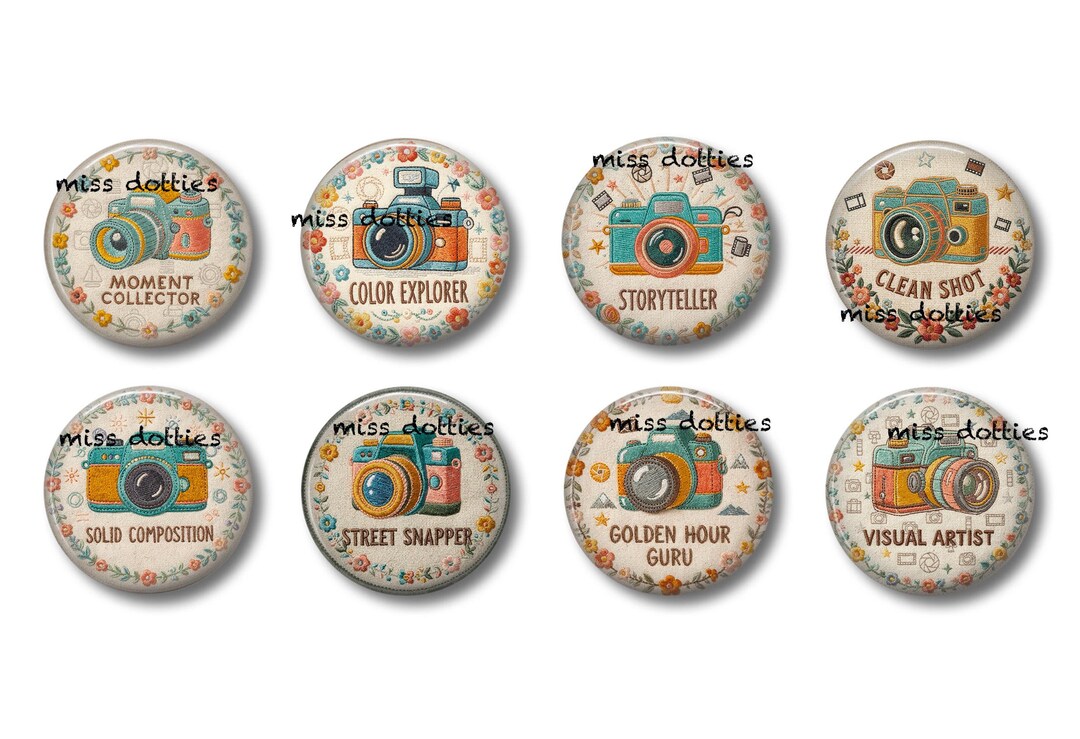 Camera Flair Pins, Retro Photo Badges, Magnets - Etsy