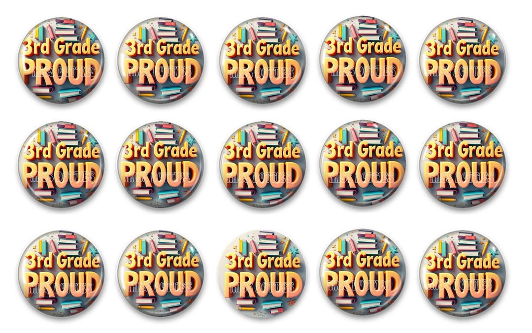 Mini 3rd Grade Proud Flair Pins, Mini 3rd Grade Proud Flat Backs, 3rd ...
