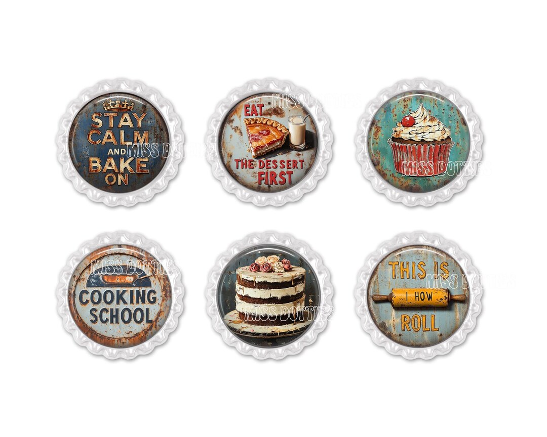 Bottle Cap Pins, Bottle Cap Flat Backs, Baking Pins, Baking Flat Backs ...