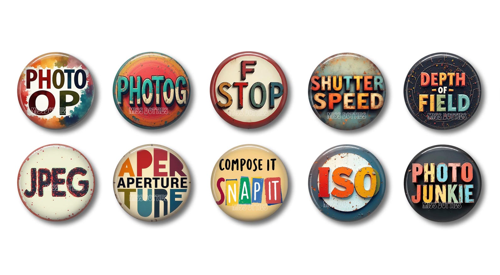 Photography Pins, Photography Buttons, Photography Magnets, Flat Backs ...