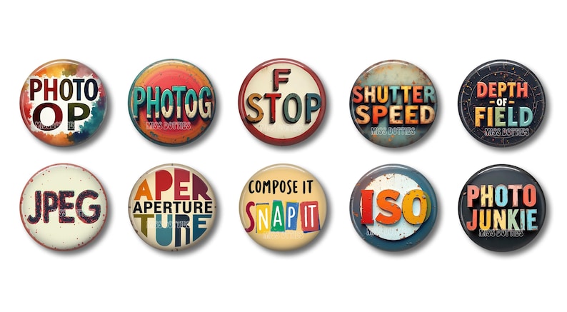 Photography Pins, Photography Buttons, Photography Magnets, Flat Backs ...