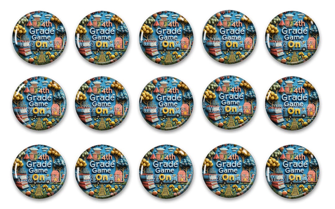 Mini 4th Grade Game on Flair Pins, Mini 4th Grade Game on Flat Backs ...