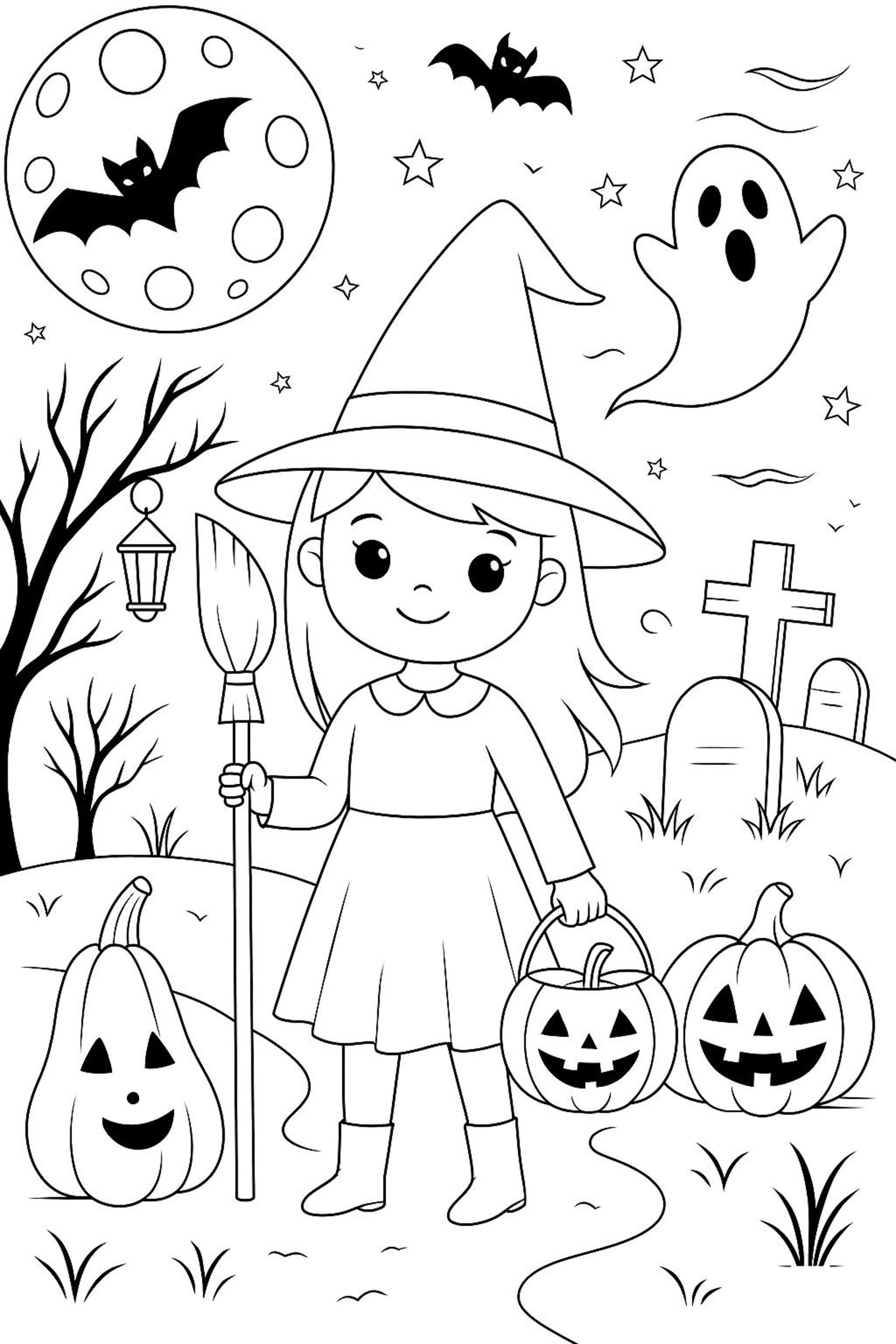 Fun Halloween Coloring Page/easy to Print/ 8.5 Inches by 11/ Halloween ...