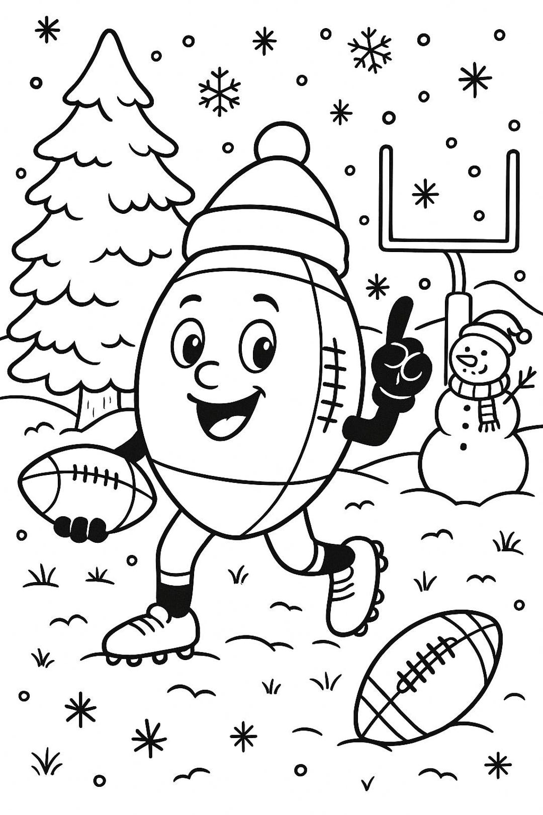 Holiday Football Fun - Christmas Coloring Page Bundle (set of 5 Winter ...