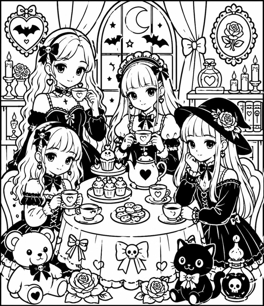 Kawaii Gothic Coloring Pages for Adults | Pastel Goth & Vampire ...